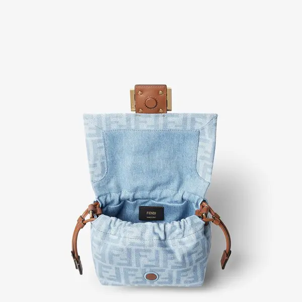 Fendi Baguette® Soft Small Light Blue Ff Denim Mini-bag